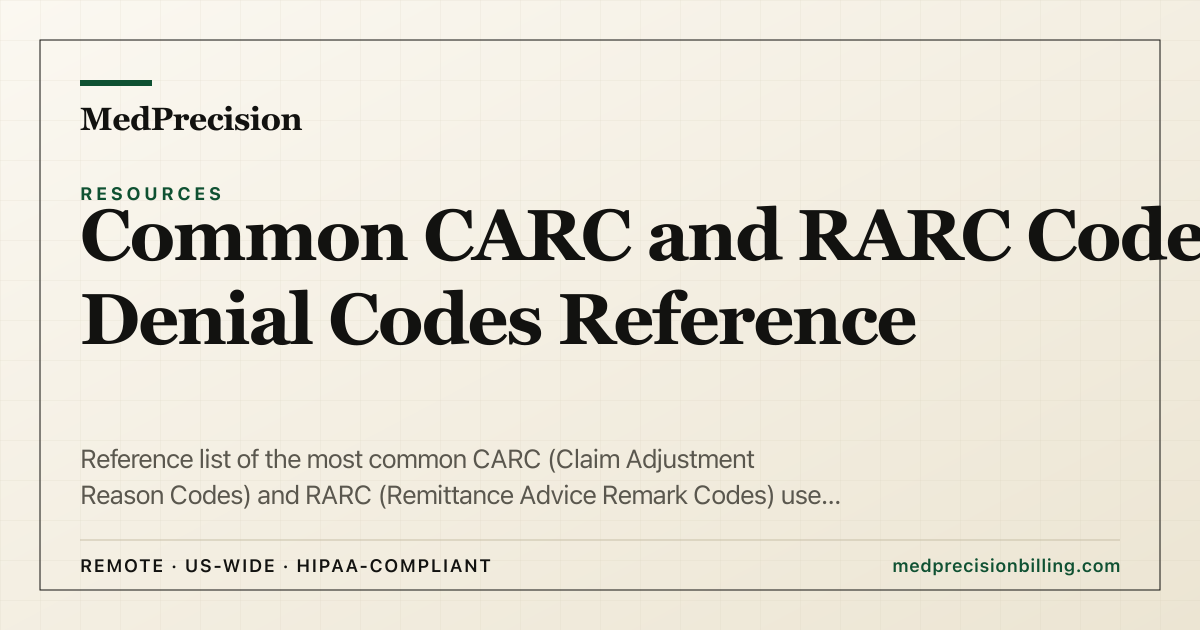 CARC & RARC Denial Codes: Reference List with Fixes